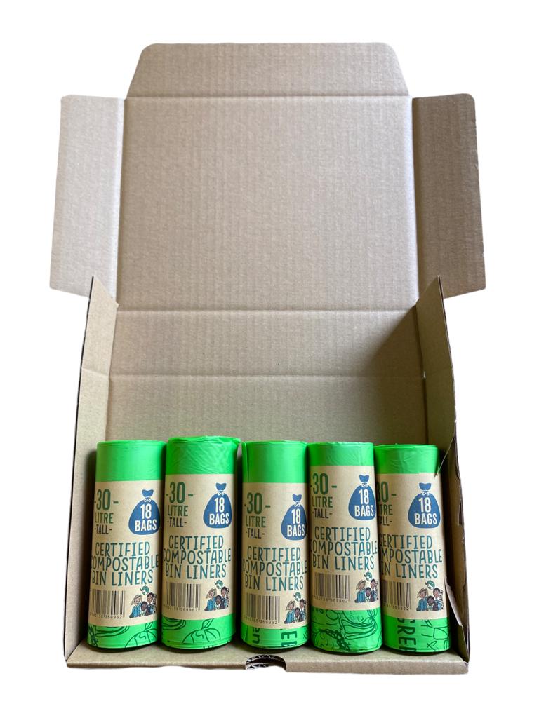 30 Litre Compostable Waste Bags | 6 Rolls of 18 Bags | Eco Green Livin ...